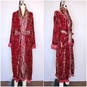 Vintage Velvet Silk Robe Duster Layering - Romantic Duster Robe - Long ...