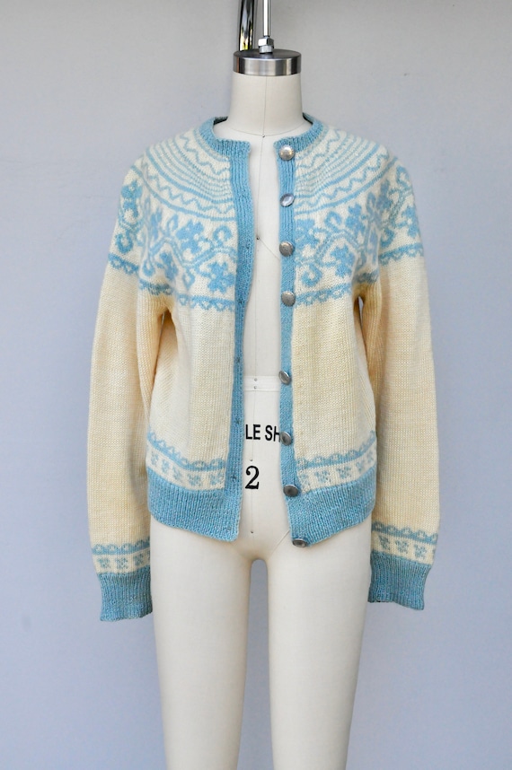 Vintage Icelandic Jacket Sweater Cardigan - Wool Card… - Gem