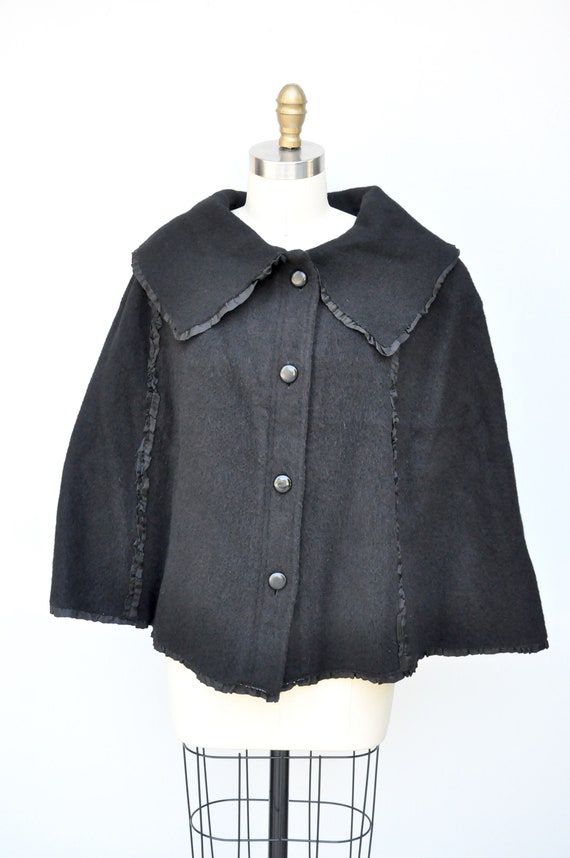 Vintage Oversized Wool Cape Poncho - 80s Italian Cape… - Gem
