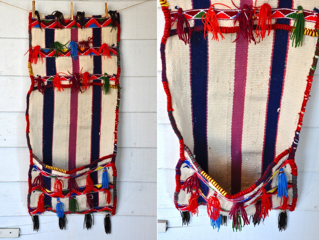 WOOL Wall Hanging POCKETS Salt Bag Double Saddle Bag Animal Market ...