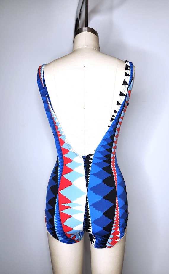 60s 70s Psychedelic Swimsuit Bathing Suit One Piece -… - Gem