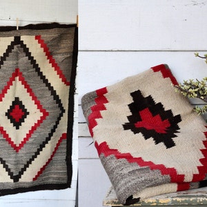 WOOL Rug NAVAJO Southwestern Handwoven Native American Geometric ...