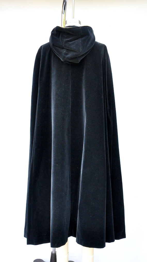 Vintage Hooded Velvet Cape Cloak - Black Velvet Cape … - Gem