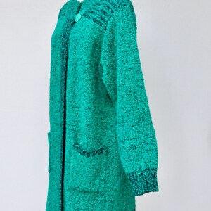 Vintage 80s Terry Cloth Green Duster Long Cardigan Duster Coat - Dark ...