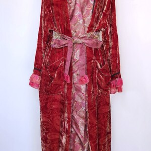 Vintage Velvet Silk Robe Duster Layering - Romantic Duster Robe - Long ...