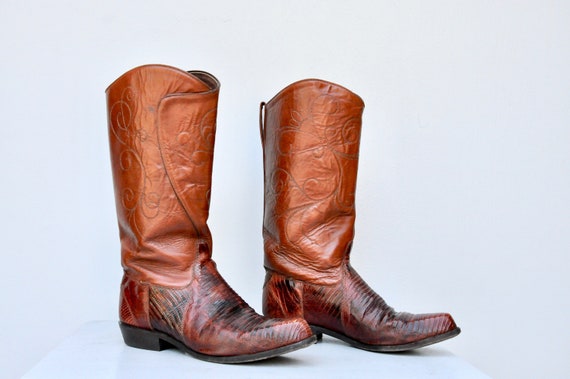 Vintage Cowgirl Boots - Cowboy Boots - 2 Tones Leathe… - Gem