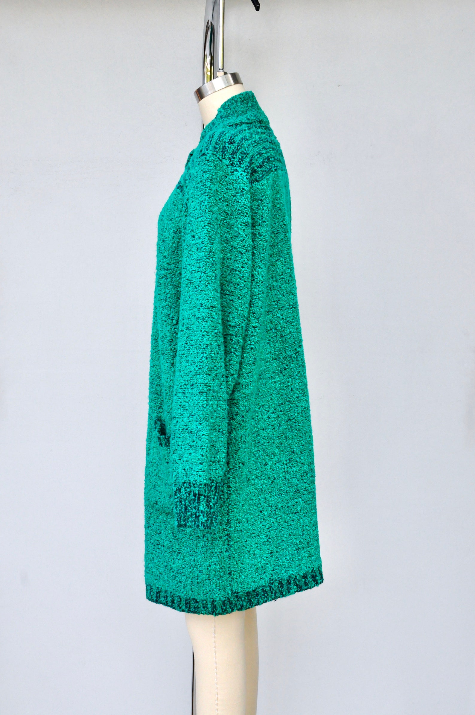 Vintage 80s Terry Cloth Green Duster Long Cardigan Duster Coat - Dark ...