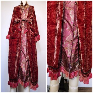 Vintage Velvet Silk Robe Duster Layering - Romantic Duster Robe - Long ...