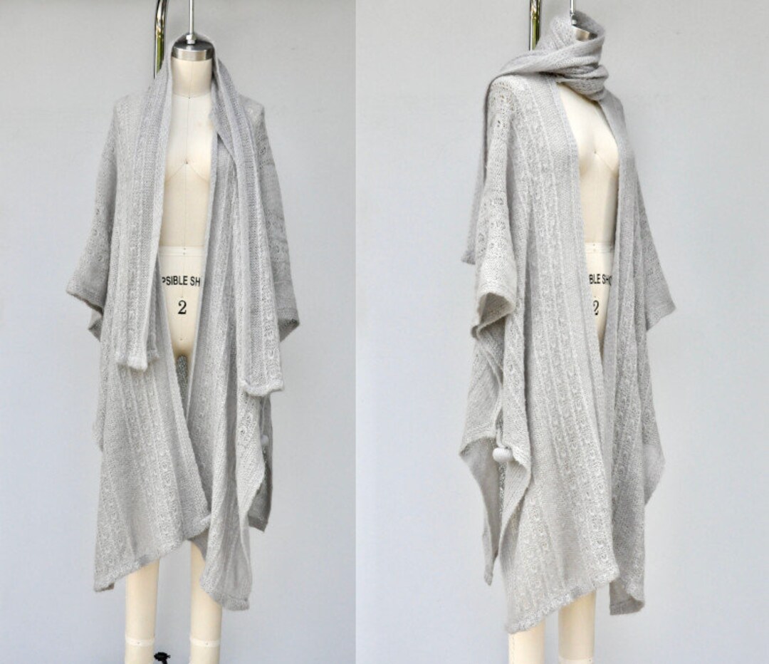 Vintage Gray Cape Cloak Poncho With Scarf Attached by Ben Goodman Arm ...