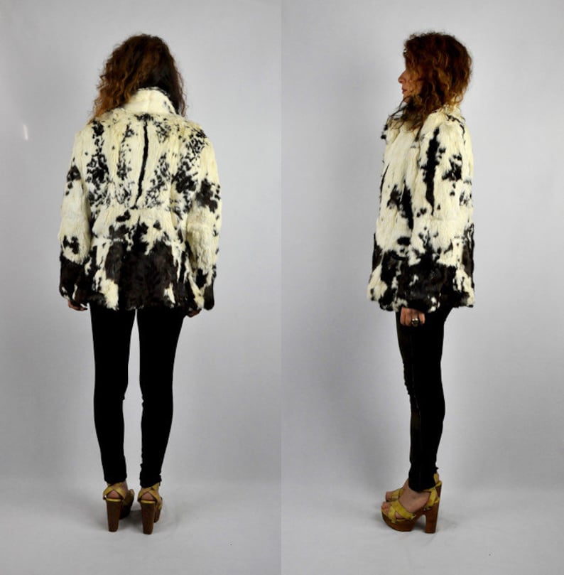 Vintage Spotted Rabbit FUR Jacket Coat Multicolor Fur - Etsy