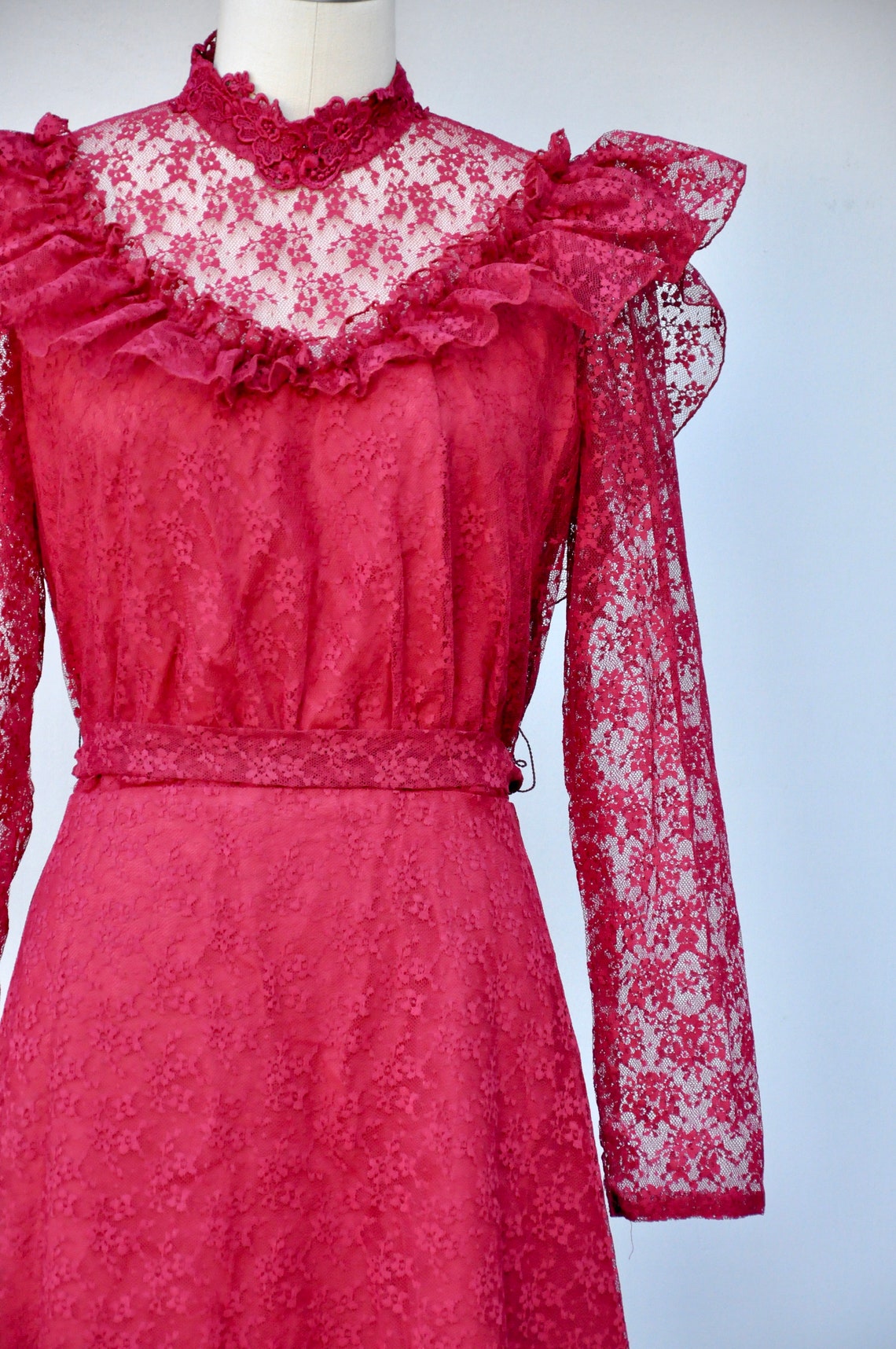 Vintage Lace Victorian Dress Ruffled Lace Dress 70s Maxi | Etsy