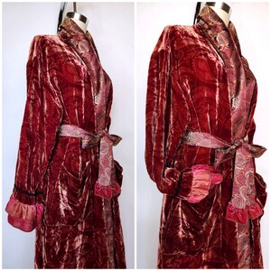 Vintage Velvet Silk Robe Duster Layering - Romantic Duster Robe - Long ...