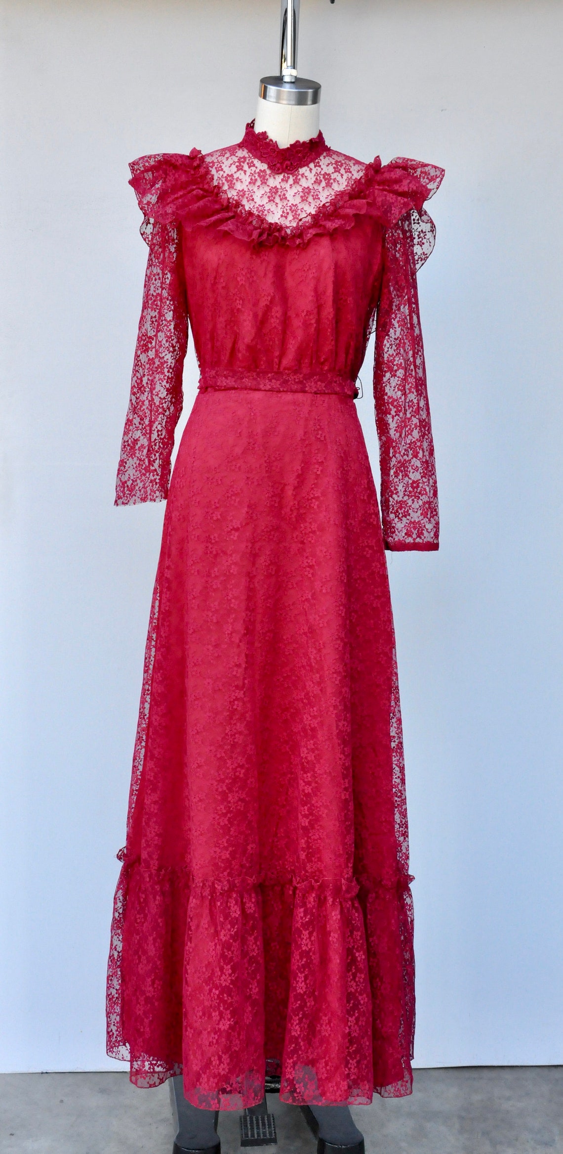 Vintage Lace Victorian Dress Ruffled Lace Dress 70s Maxi | Etsy