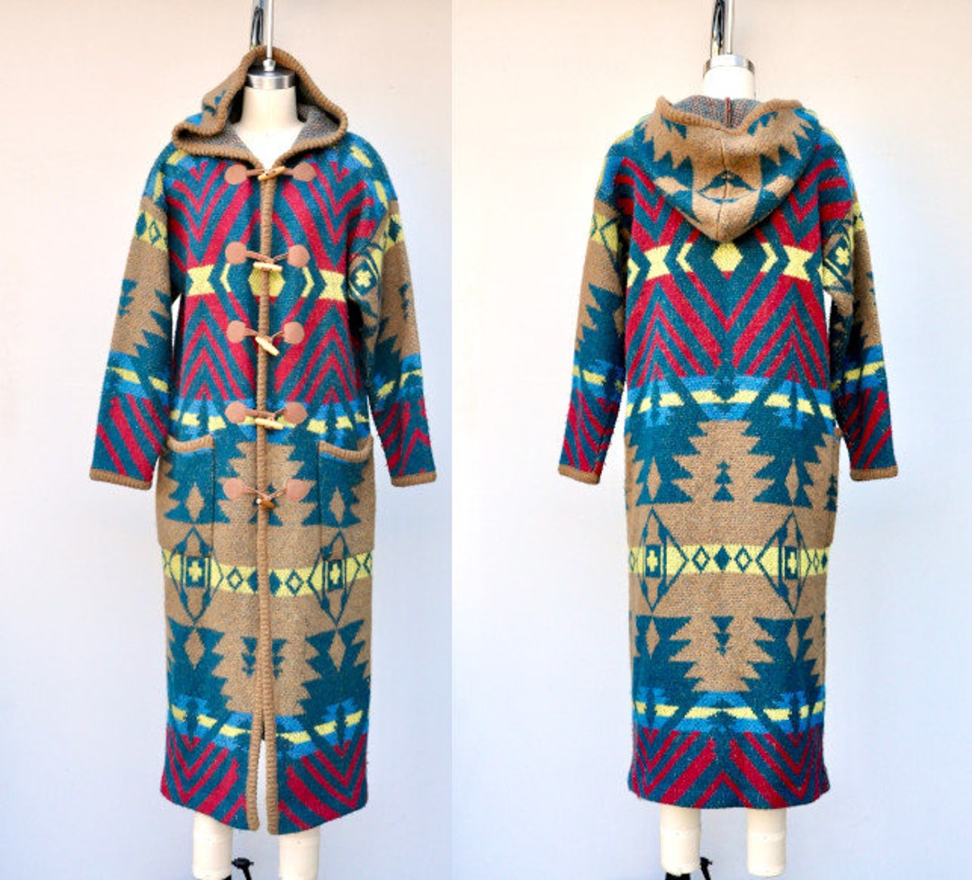 RESERVED VTG Hooded Southwestern Duster Coat Navajo Coat Hooded Navajo ...