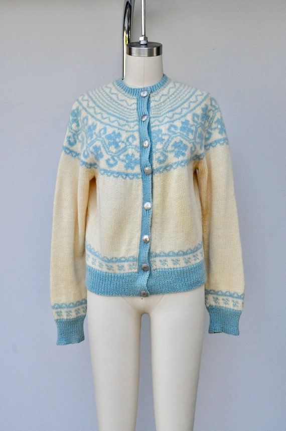 Vintage Icelandic Jacket Sweater Cardigan - Wool Card… - Gem