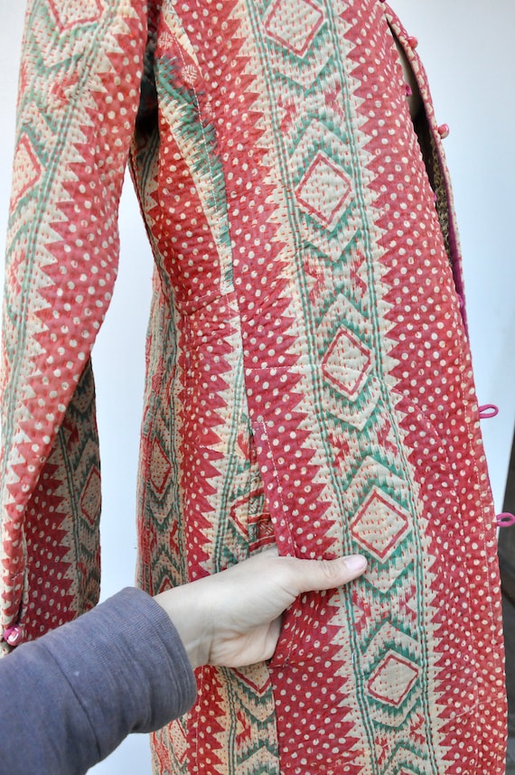 Vintage Indian Duster Coat - Quilted Cotton Duster - … - Gem