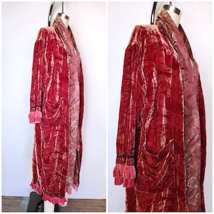Vintage Velvet Silk Robe Duster Layering - Romantic Duster Robe - Long ...