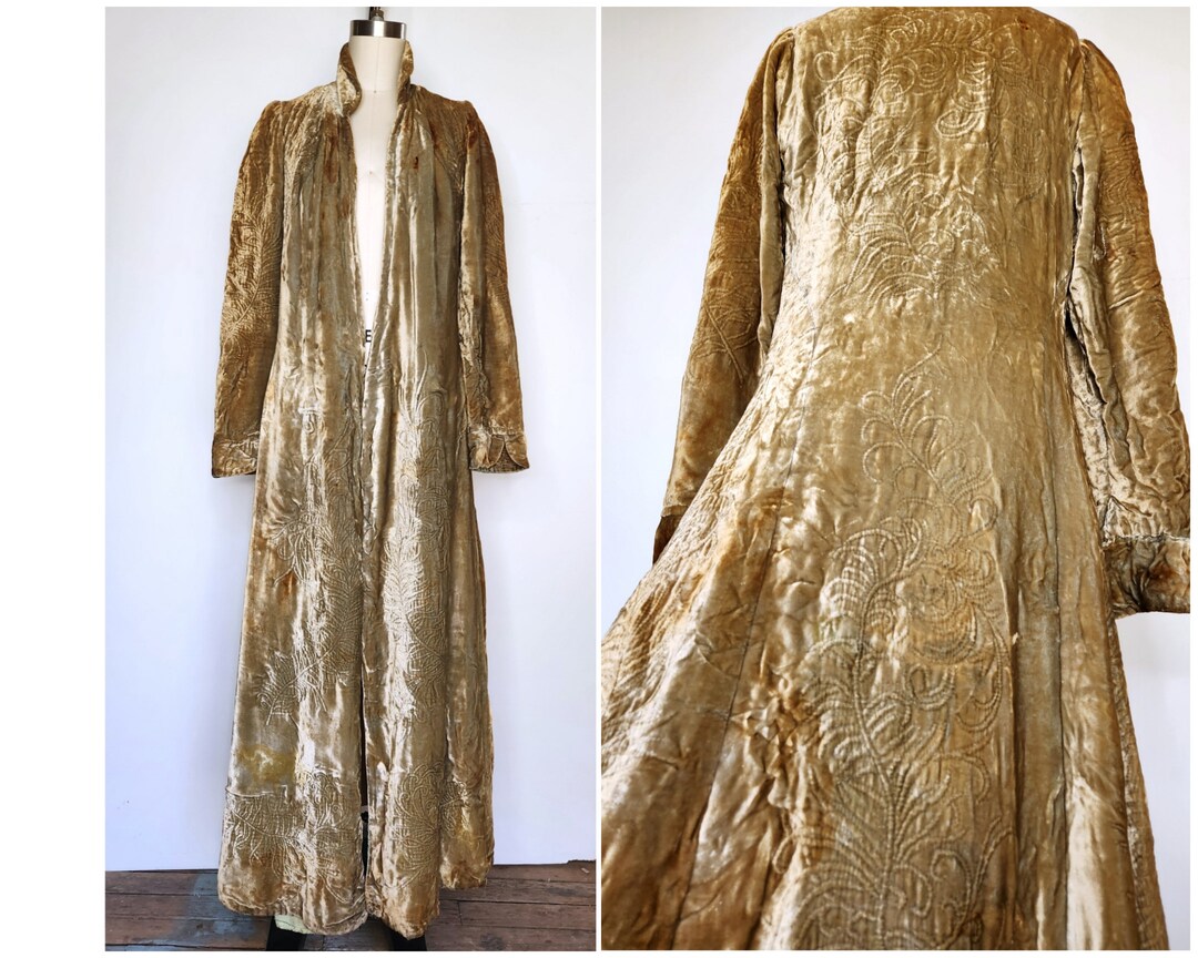 Vintage Velvet Duster Coat Cloak Jacket Cape - Antique VELVET Duster ...