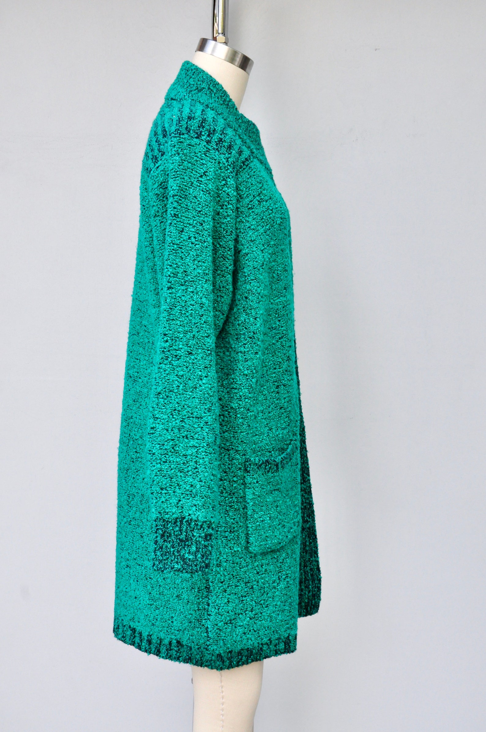 Vintage 80s Terry Cloth Green Duster Long Cardigan Duster Coat - Dark ...