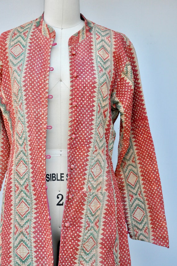 Vintage Indian Duster Coat - Quilted Cotton Duster - … - Gem