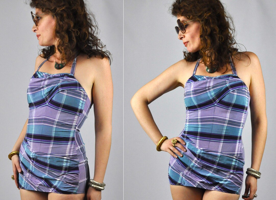 50s Swimsuit - 50s One Piece Swimsuit - Rose Marie Reid Halter Swimsuit ...