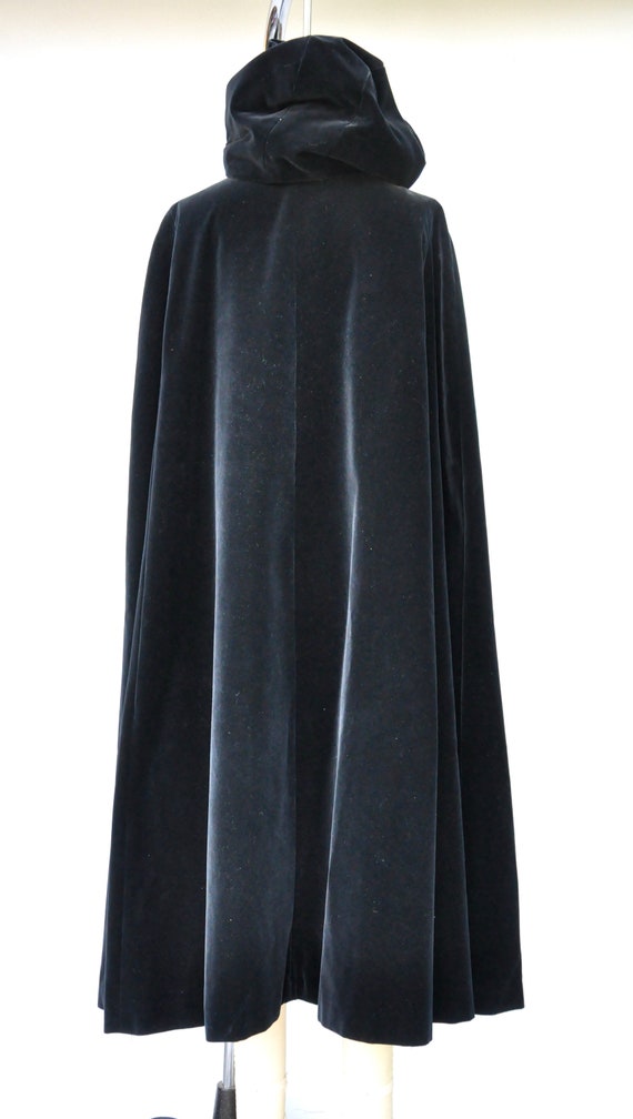 Vintage Hooded Velvet Cape Cloak - Black Velvet Cape … - Gem