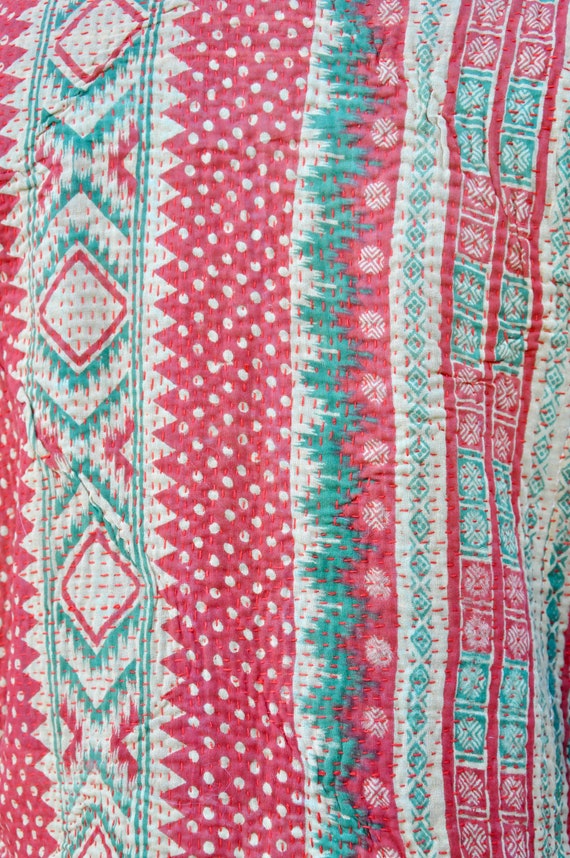 Vintage Indian Duster Coat - Quilted Cotton Duster - … - Gem