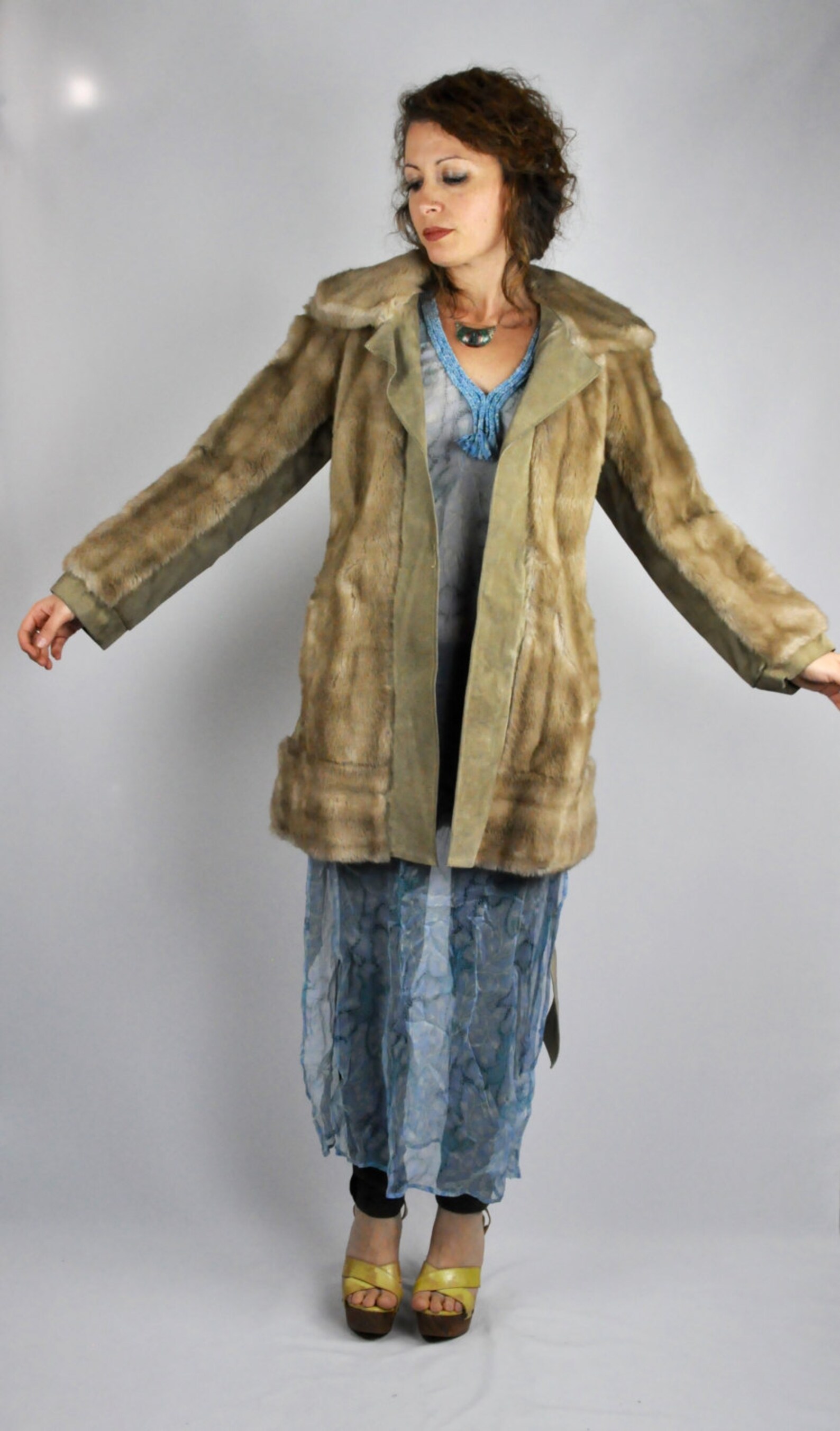 LILLI ANN Faux Fur & Leather Coat Jacket - Lilli Ann Coat Jacket ...