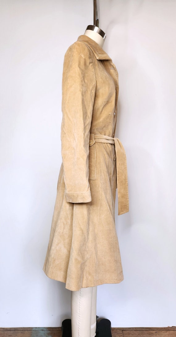 Vintage Corduroy Trench Coat - Belted Coat - Long Coa… - Gem