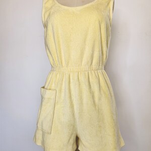 Vintage Terrycloth Mini Romper Jumpsuit Overall - Yellow Terry Cloth ...
