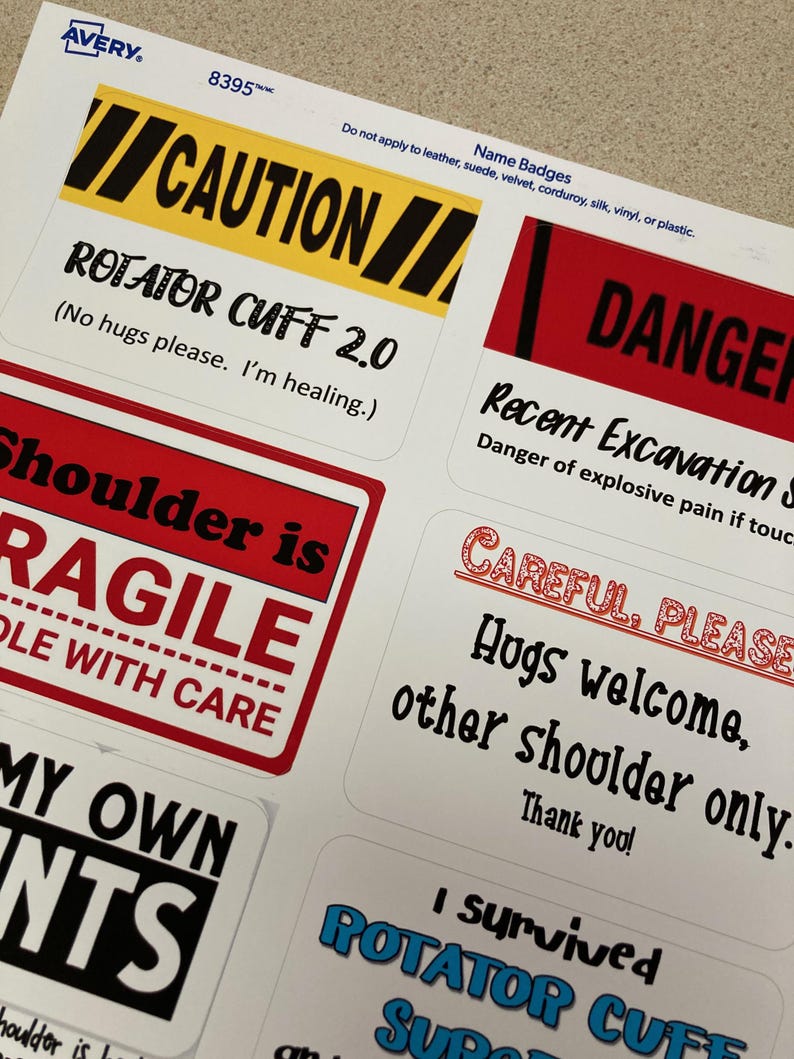 24 Stickers, Rotator Cuff Surgery Shoulder Protection Stickers, Do Not ...