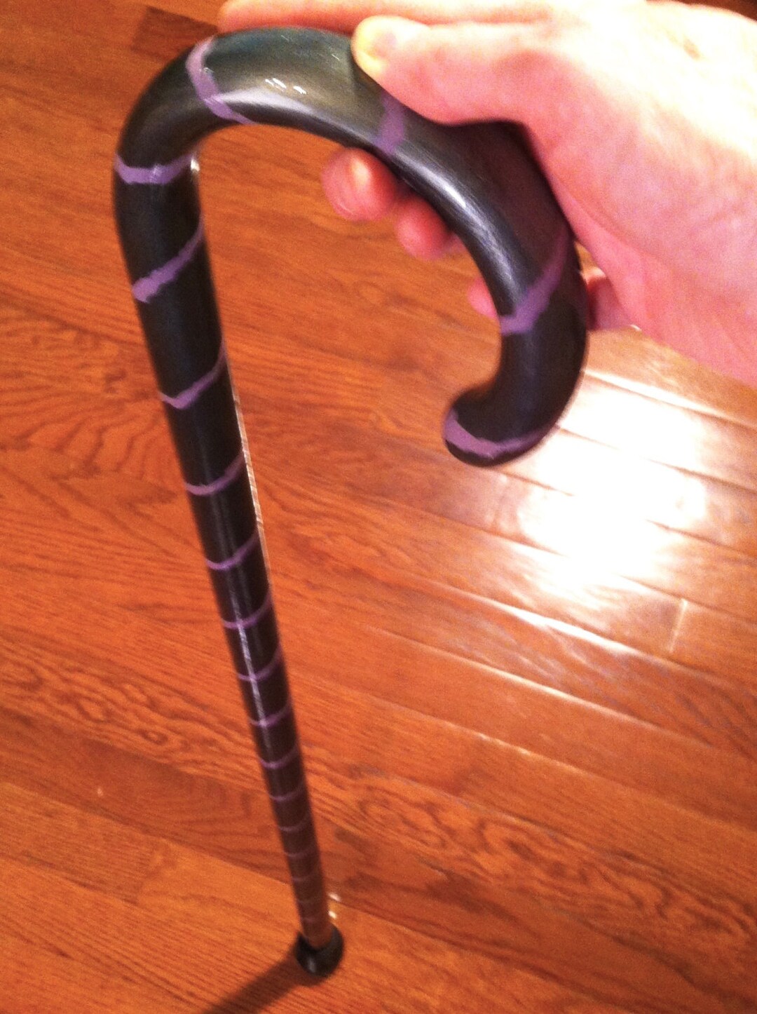 Painted Wood Cane, Gunmetal Gray With Jagged Lavender Stripe - Etsy