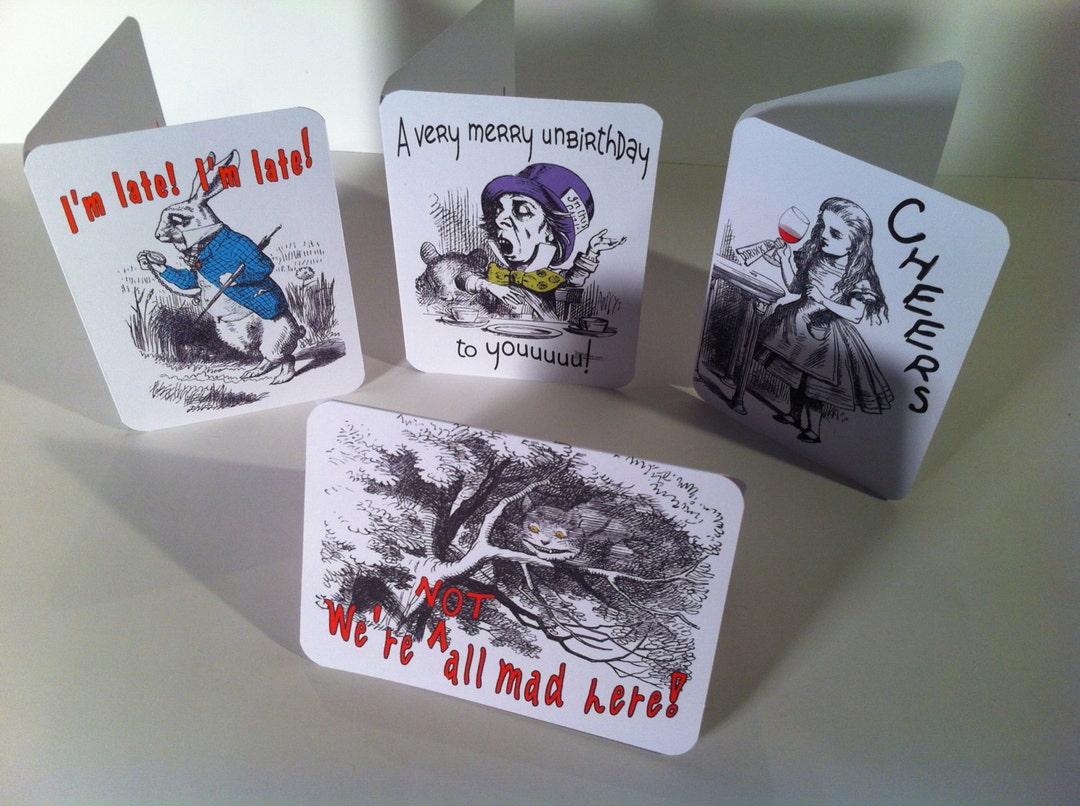 Alice in Wonderland, Set of Four Cards for Many Occasions - Etsy