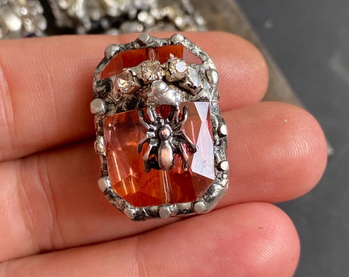 ITSY BITSY SPIDER Soldered Crystal Large Focal Bead, Handmade Art Bead ...