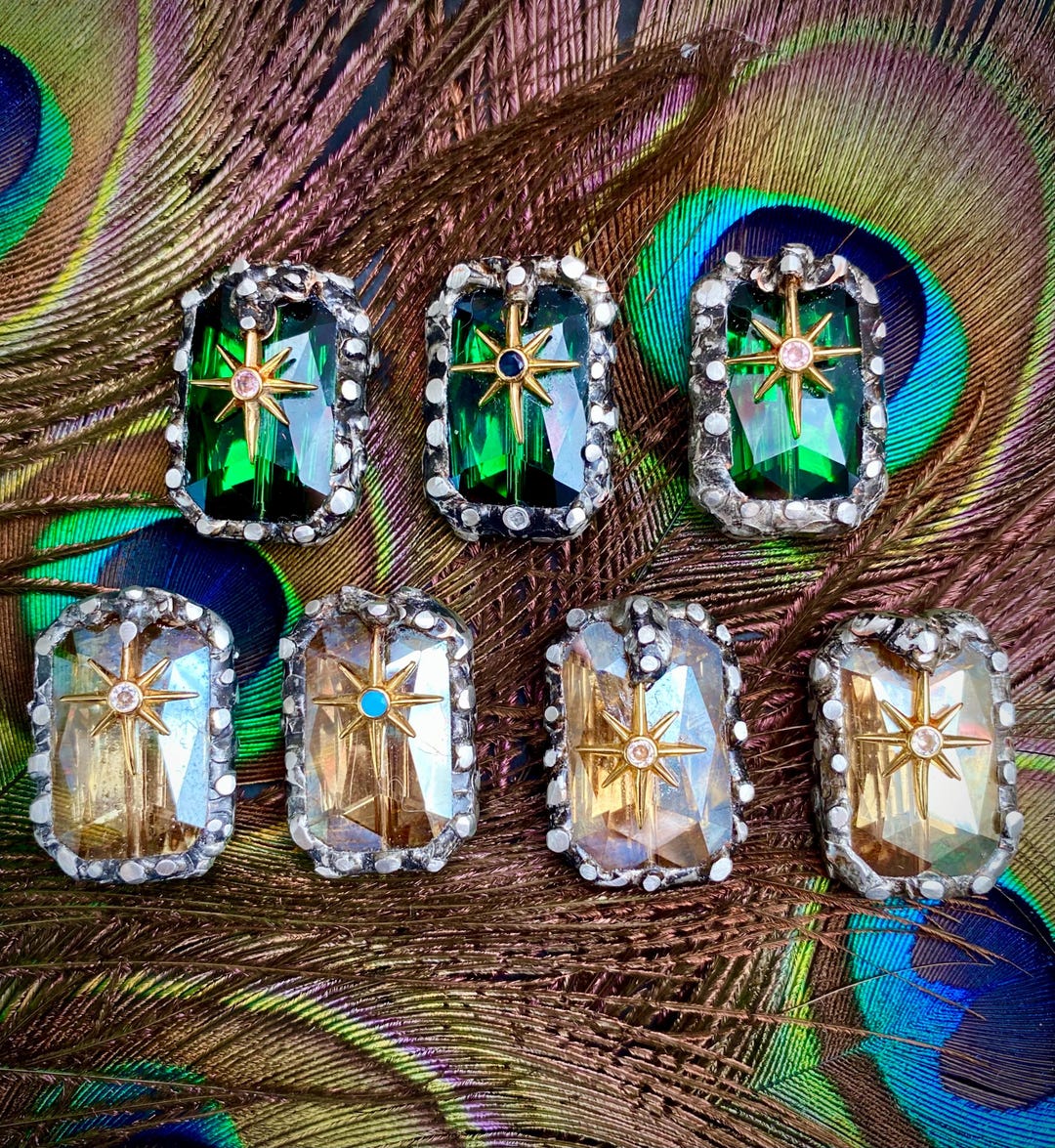 NORTH STAR Large Feeriee13 Focal Bead/ Organic Soldered Crystal ...