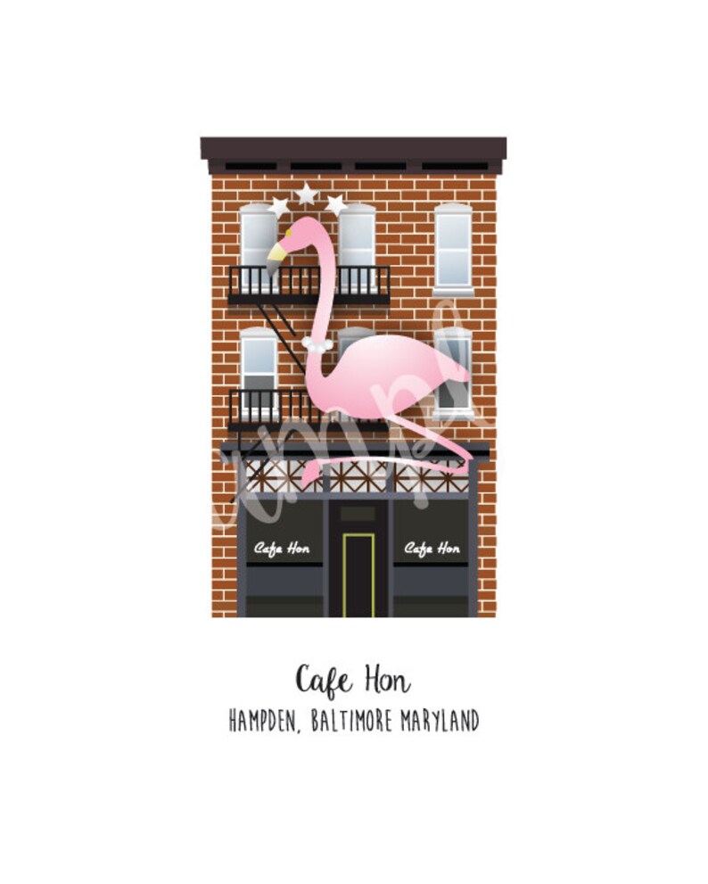 Baltimore (maryland) Print - Cafe Hon - Etsy
