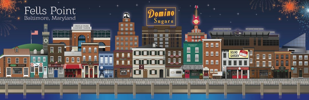 Fells Point Night Skyline, Baltimore Maryland - Etsy
