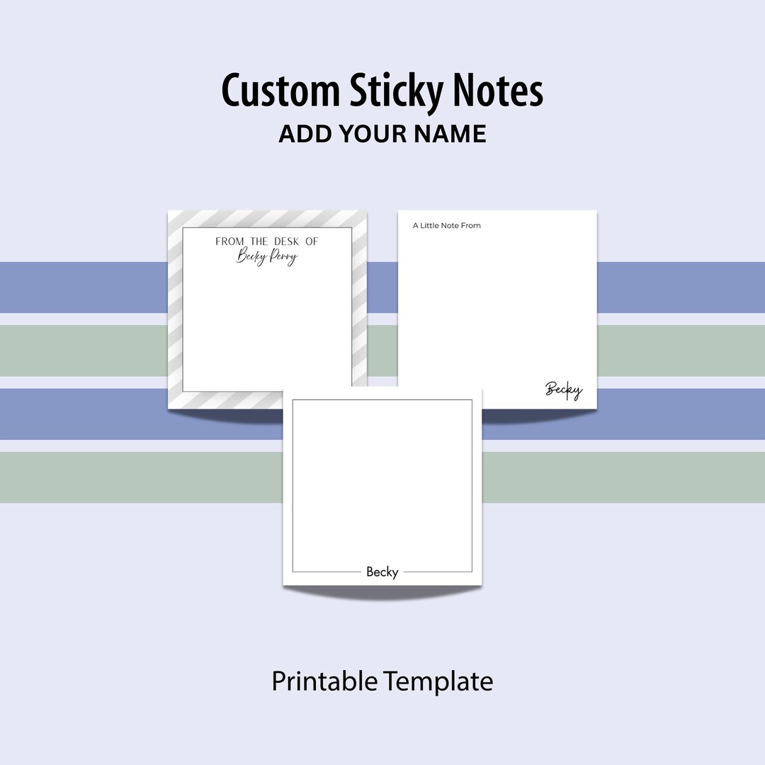 Personalized Printable Sticky Note Template | Custom Name | 3x3 - Etsy