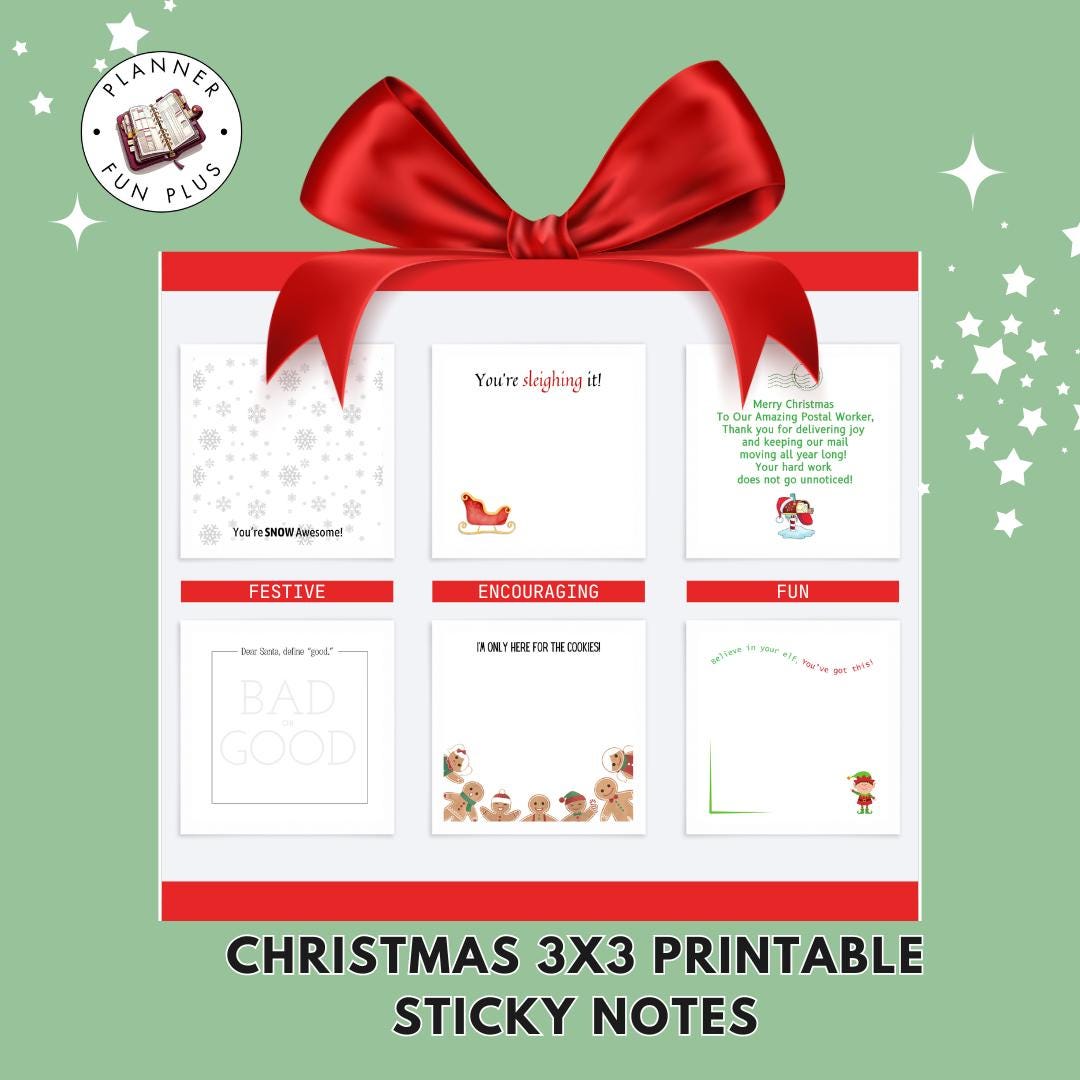 Christmas 3x3 Printable Sticky Notes - Etsy
