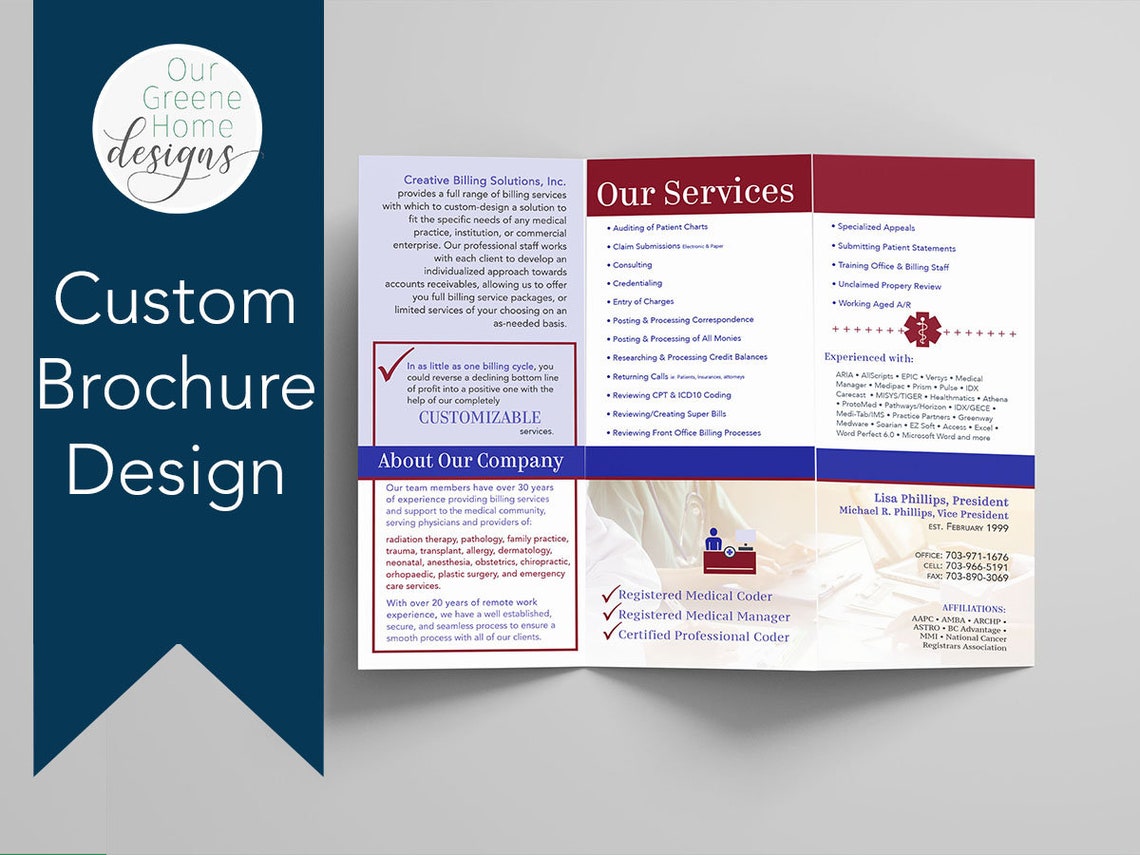 Custom Brochure Design Small Business Brochure Brochure Design Trifold ...