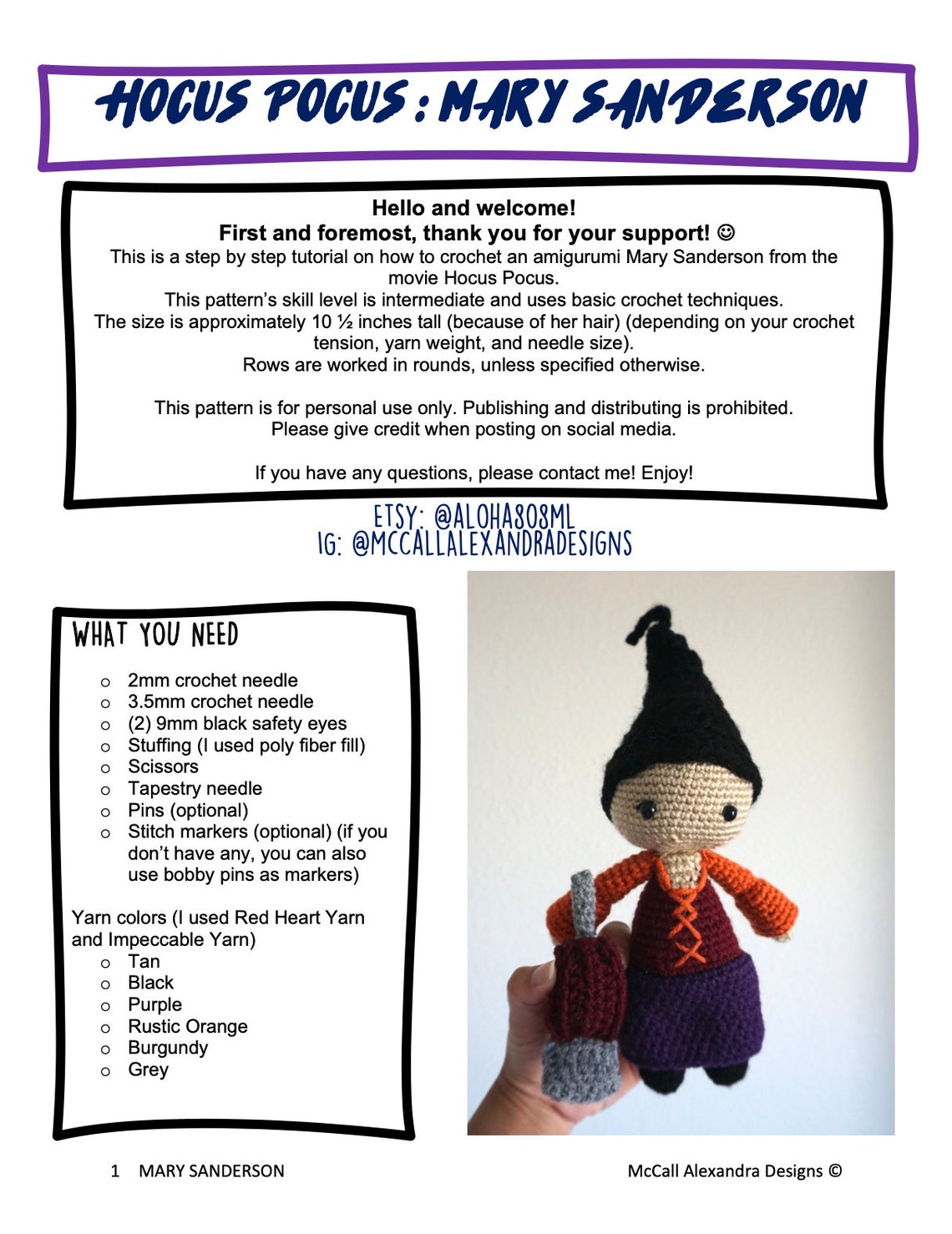 PATTERN ONLY BUNDLE Hocus Pocus Sanderson Sisters Inspired - Etsy