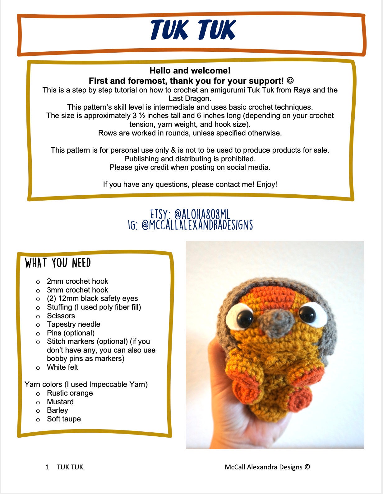 PATTERN ONLY BUNDLE Raya and Tuk Tuk From Raya and the Last | Etsy