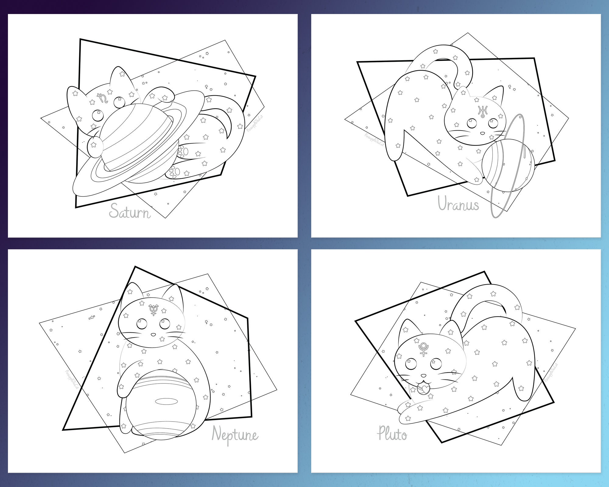 Solar System Cats Coloring Pages - Etsy