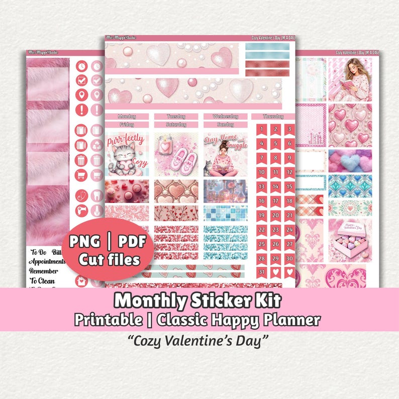 Printable Monthly Sticker Kit for Classic Happy Planner | Cozy ...
