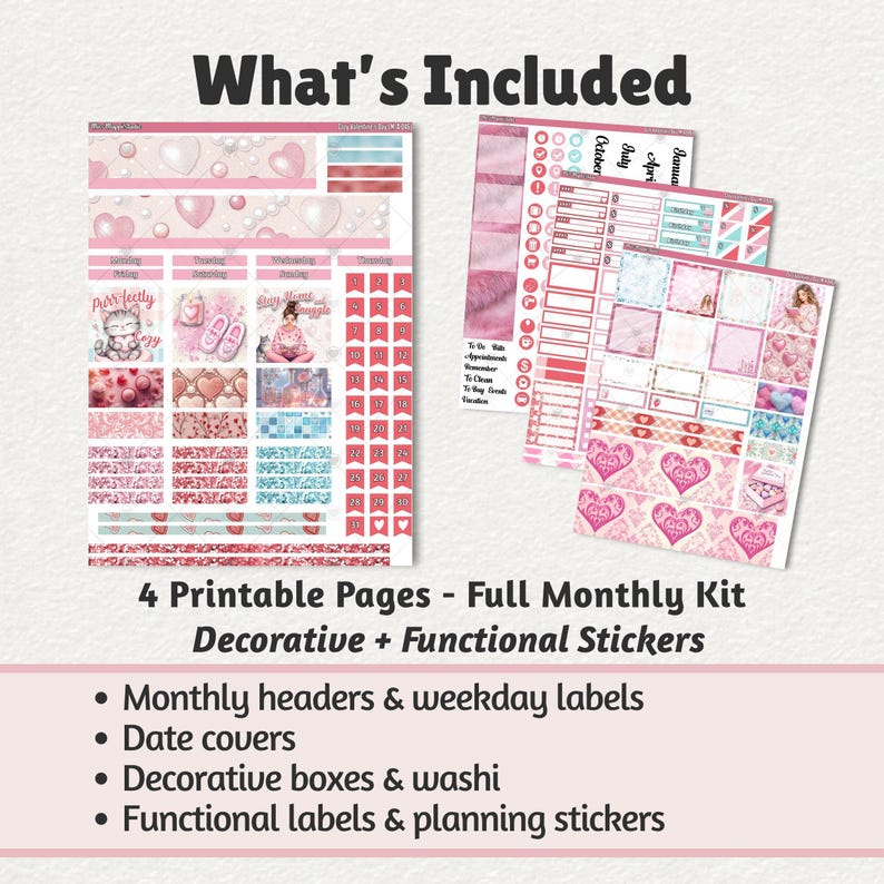 Printable Monthly Sticker Kit for Classic Happy Planner | Cozy ...