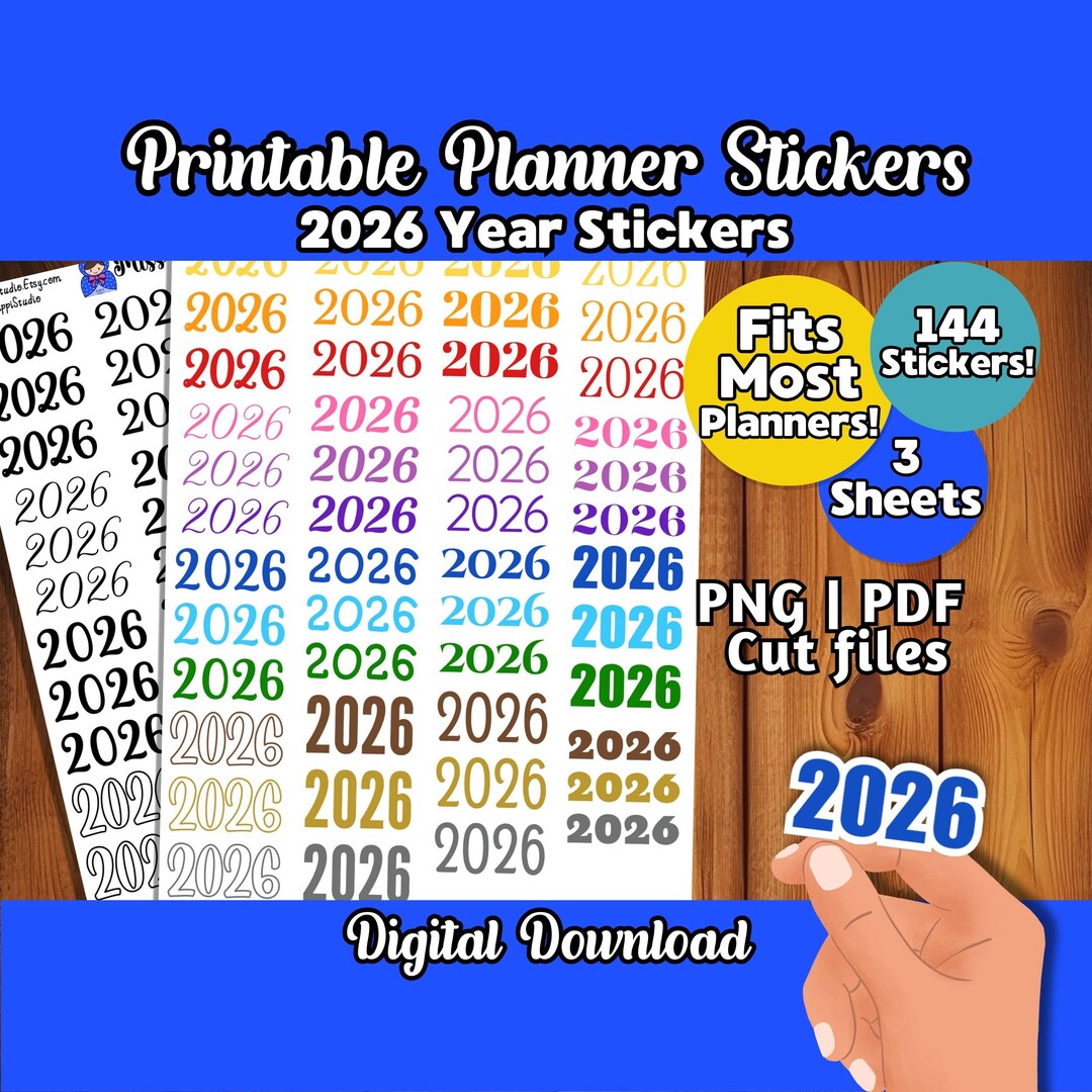 Printable Planner Stickers - 2026 Functional Stickers, Calendar Year ...
