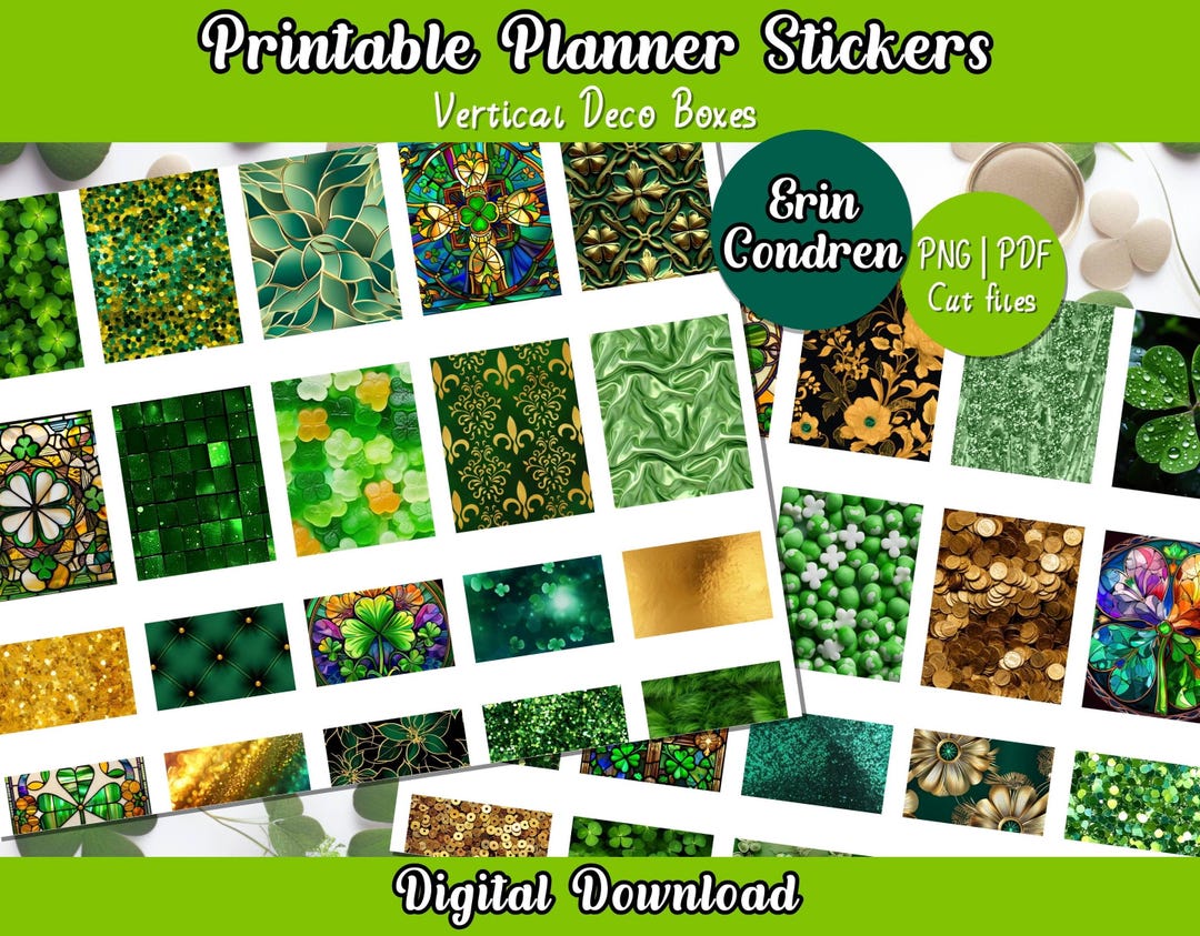 St Patricks Day Boxes PRINTABLE PLANNER STICKERS, Erin Condren Planner ...