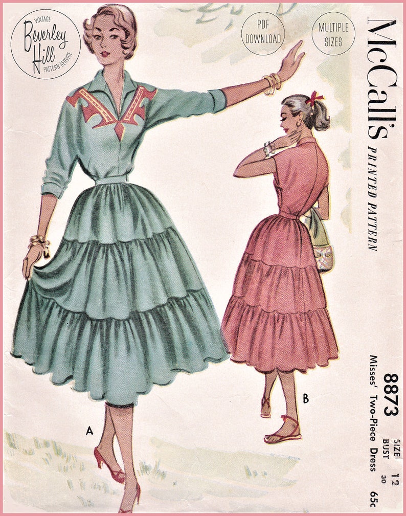 Vintage Sewing Pattern Reproduction 1950s 50s Two-piece - Etsy