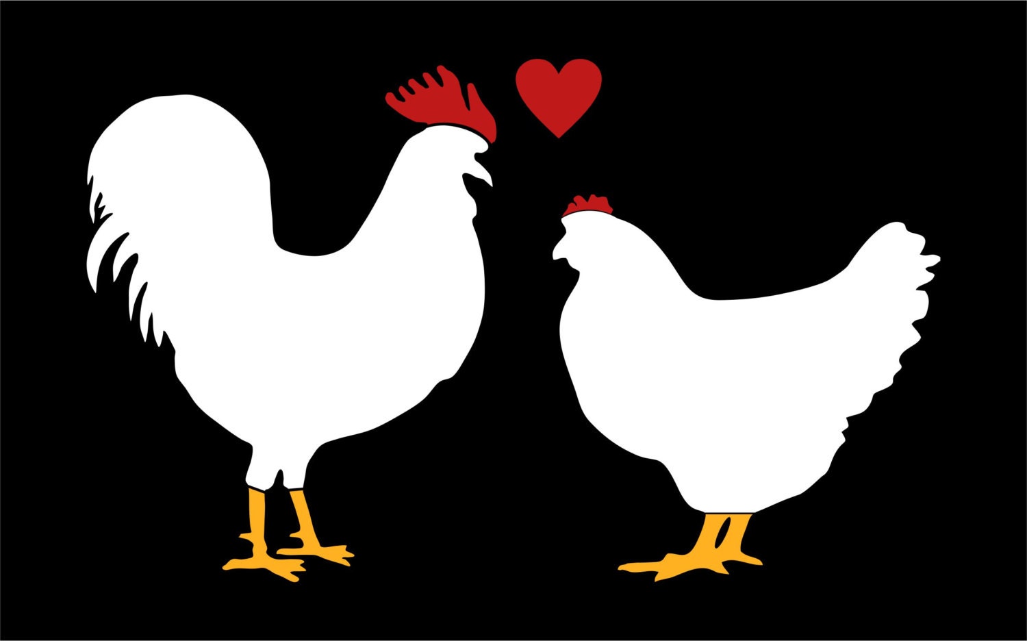 Rooster And Hen In Love