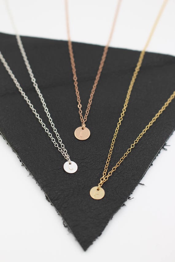 CIRCLE DISC INITIAL Necklace // Customizable Small | Etsy